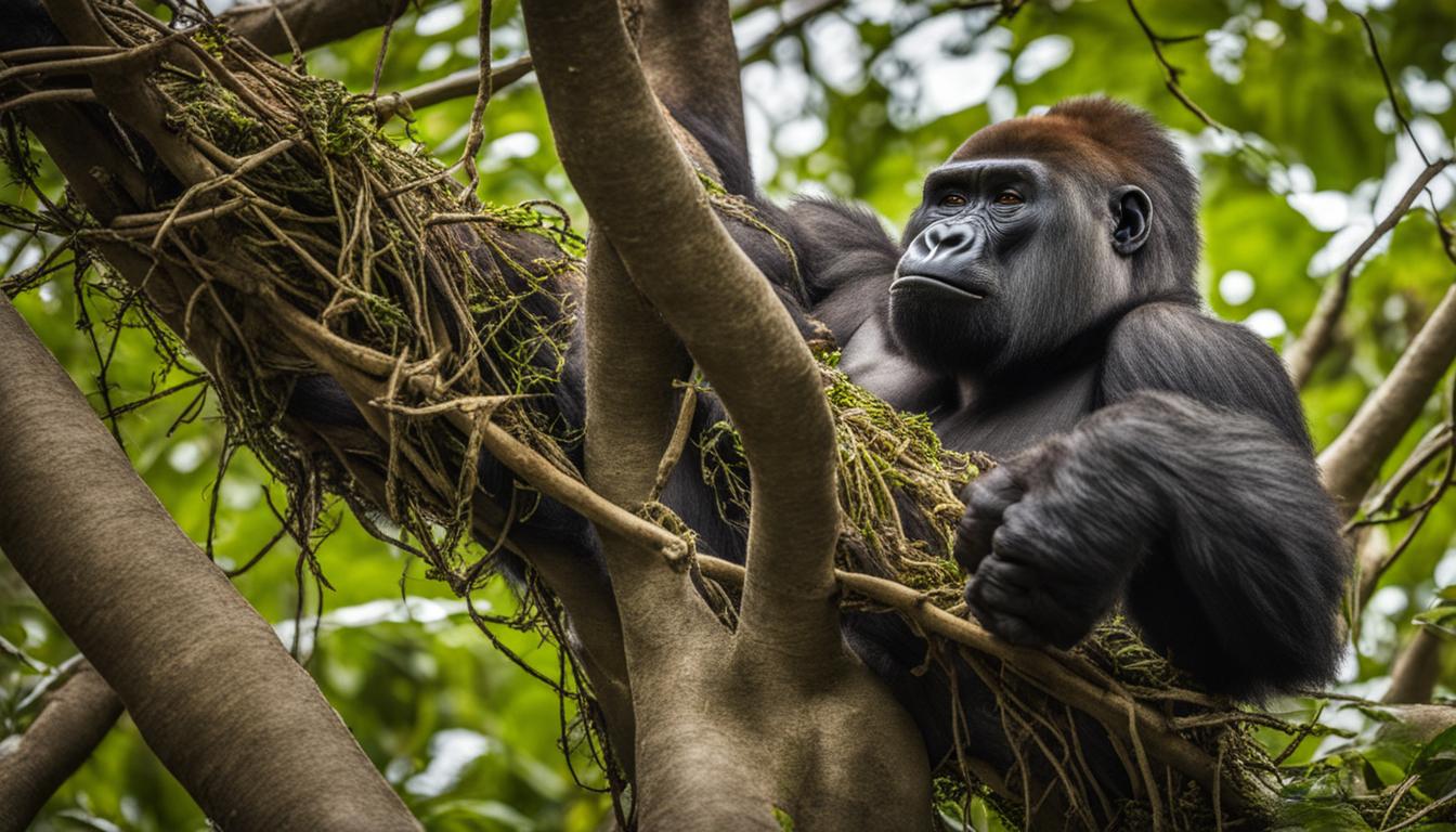 How and where do gorillas build their nests for rest?