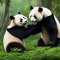 How do giant pandas behave in the wild and in captivity?
