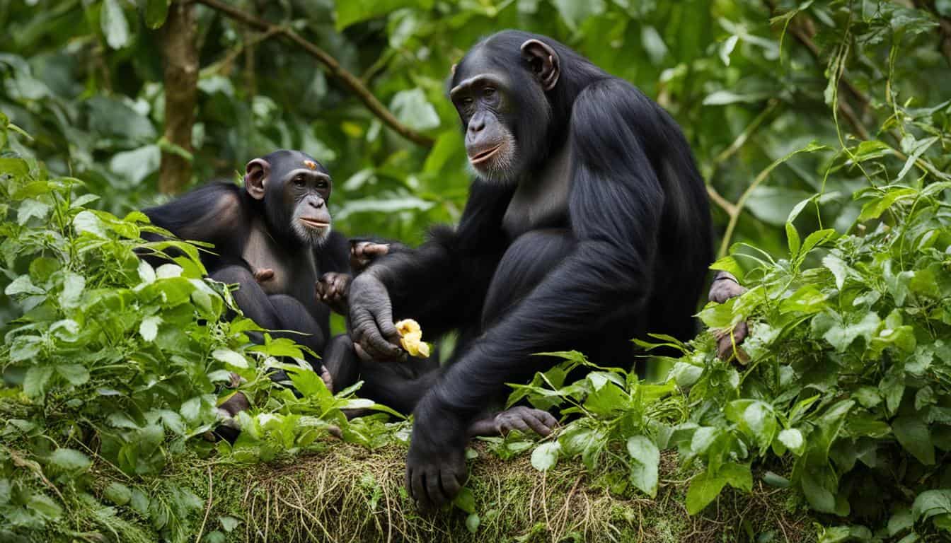 How are chimpanzee families structured in the wild?