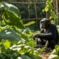 What do chimpanzees typically eat, and how do they forage?