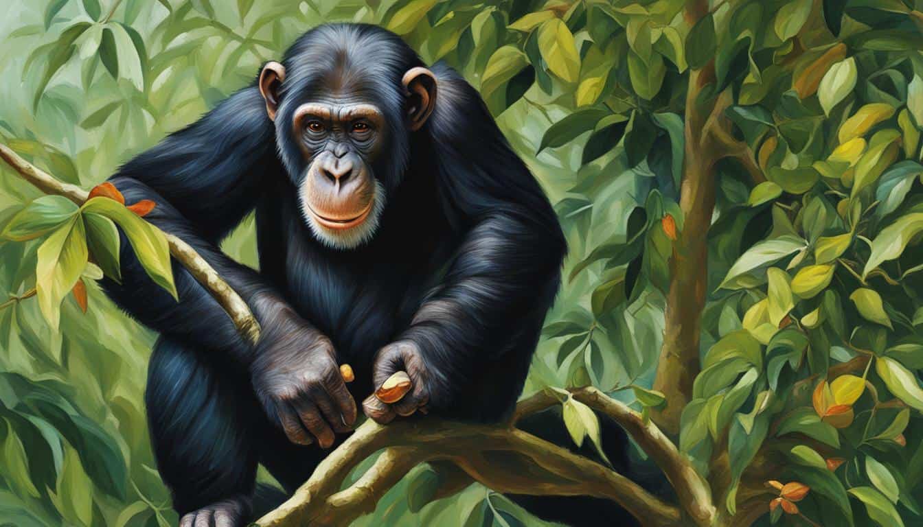 What do chimpanzees typically eat, and how do they forage?