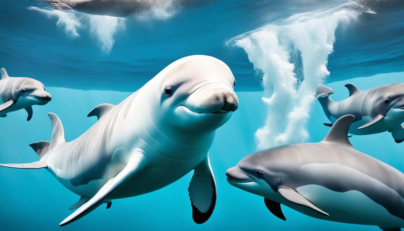 How do beluga whales interact with other marine life?