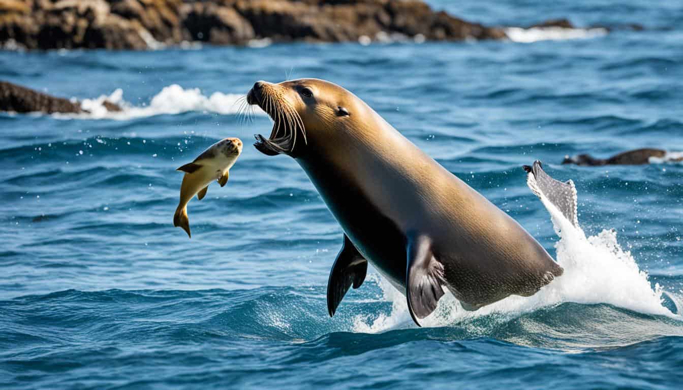 How do sea lions hunt for food?
