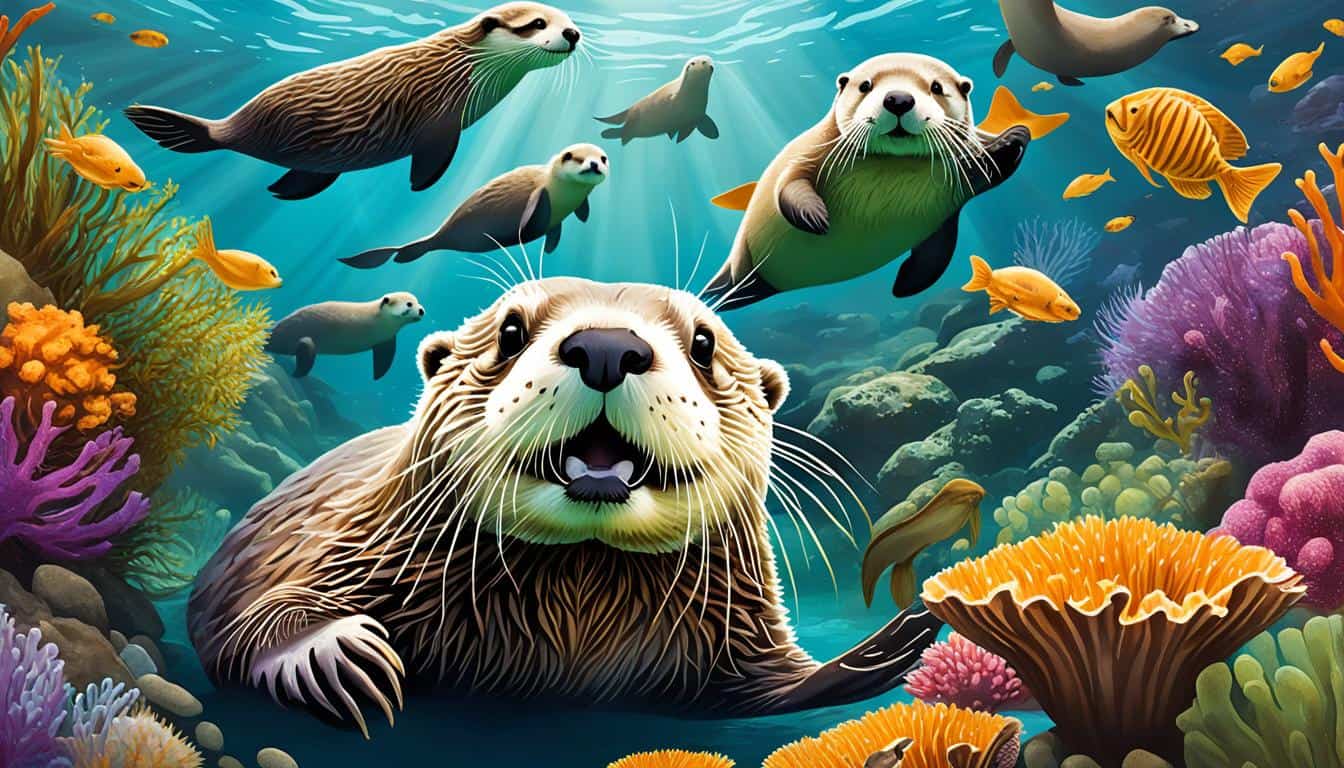 How do sea otters interact with other marine life?