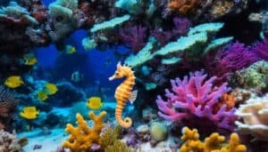 How do seahorses interact with other marine life?